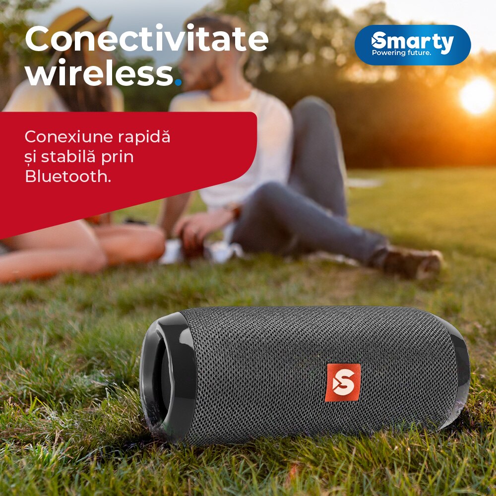Boxa Portabilă Smarty Boom TG, 10W, Bluetooth, Rezistentă la apă, Negru ...