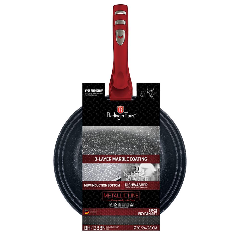 Set 3 tigai marmorate Berlinger Haus Burgundy Metalic Line BH 1288N - eMAG.ro