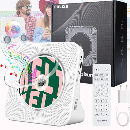 CD player portabil multifunctional, FOLIXS®, Bluetooth, Radio FM, Boxe ...