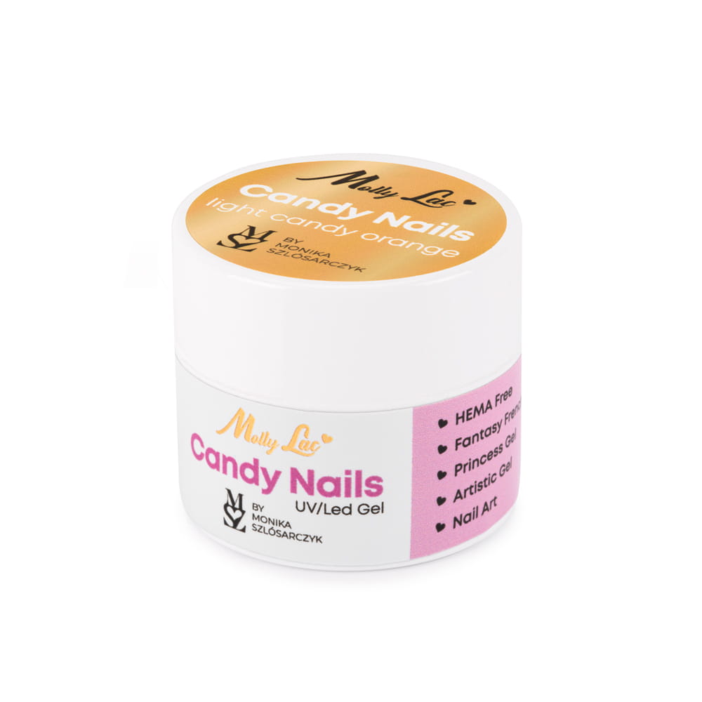 Гел за нокти Candy Nails Light Candy Orange, Molly Lac, 5 г, ефект с ...