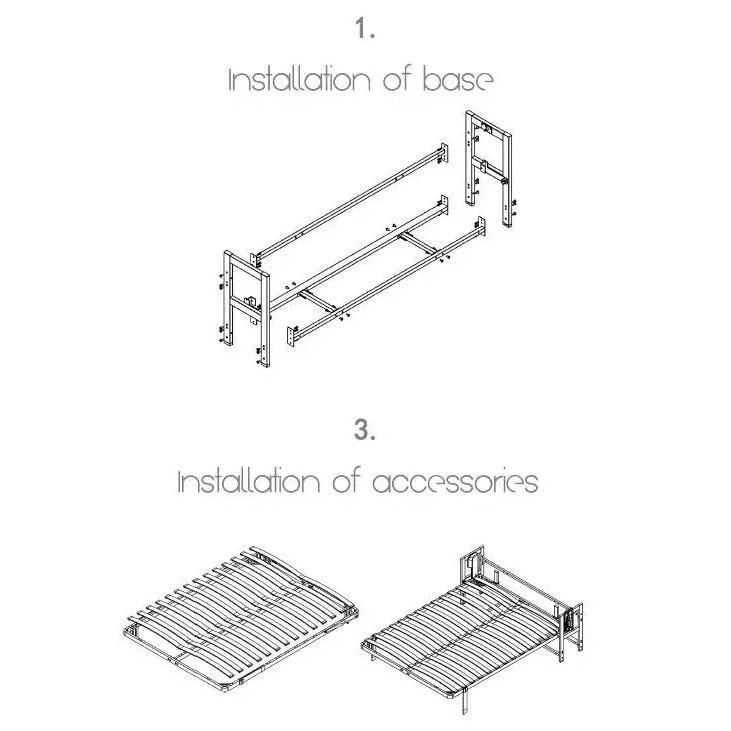 Cadru de Pat Metalic Rabatabil de Perete DotHaus® Top-Wall, Dimesiune ...