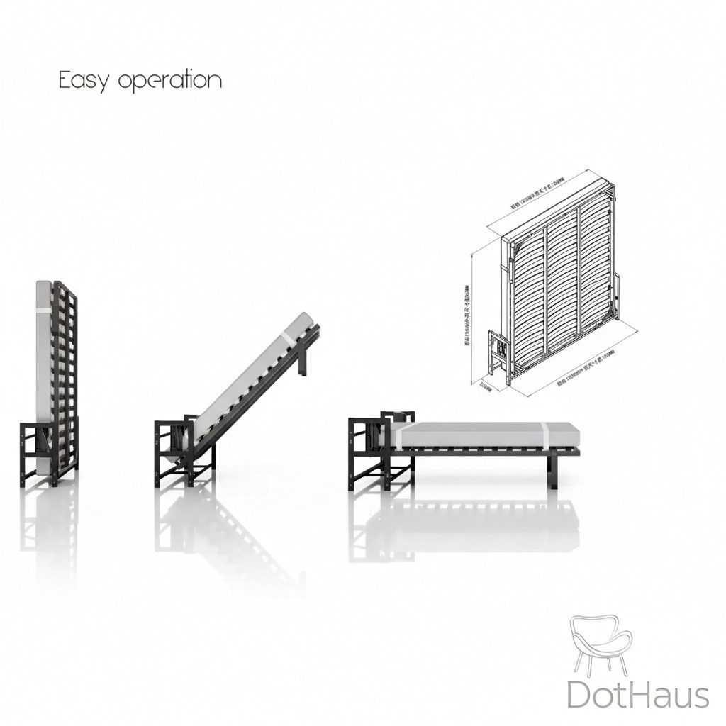 Cadru de Pat Metalic Rabatabil de Perete DotHaus® Top-Wall, Dimesiune ...