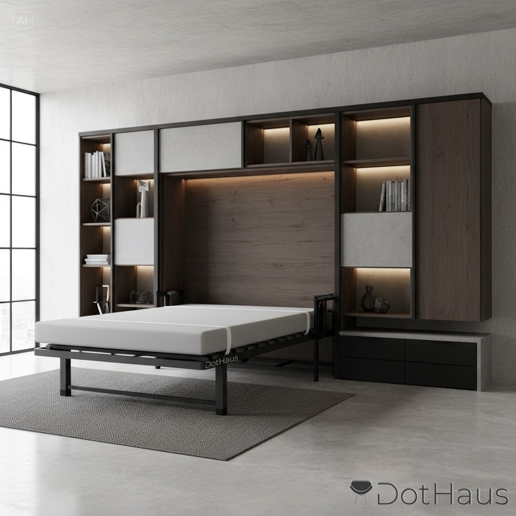 Cadru de Pat Metalic Rabatabil de Perete DotHaus® Top-Wall, Dimesiune ...