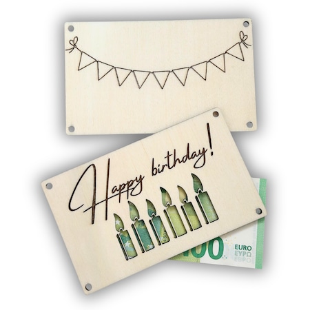 Felicitare din lemn „Happy Birthday” – Suport creativ pentru bani ...