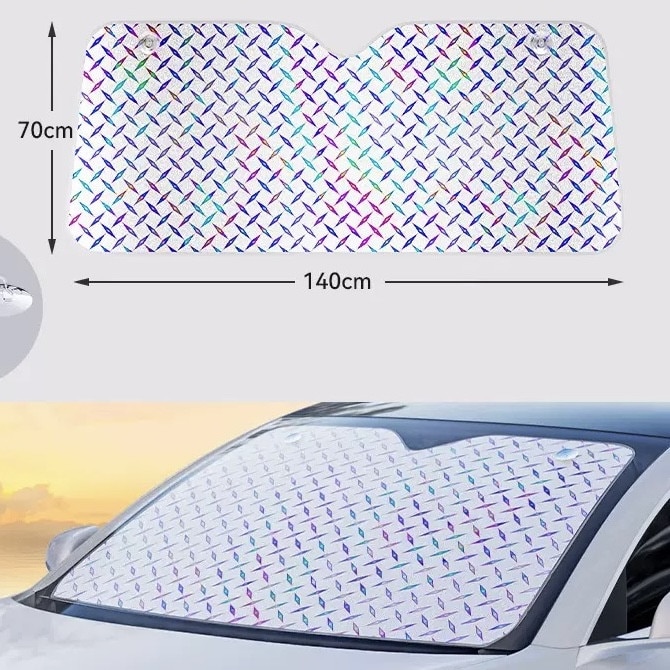 Parasolar auto Nevermore, reflectorizant holografic, argintiu, 140x70 ...