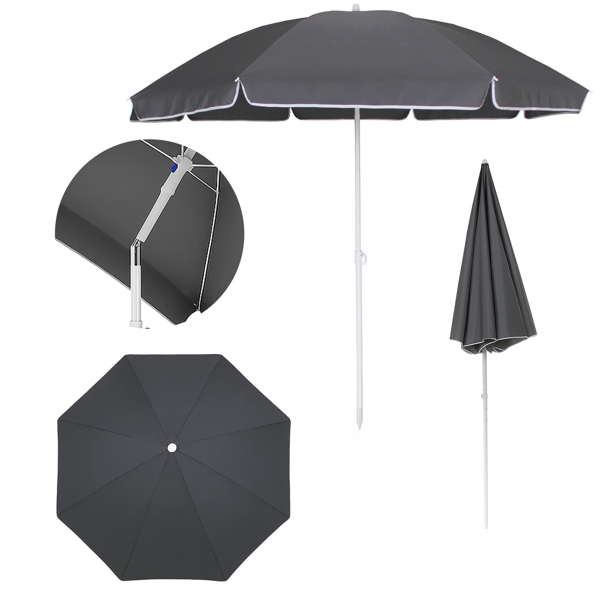 Umbrela plaja BLACK FOREST, cu protectie UV, inaltime reglabila 180 cm ...