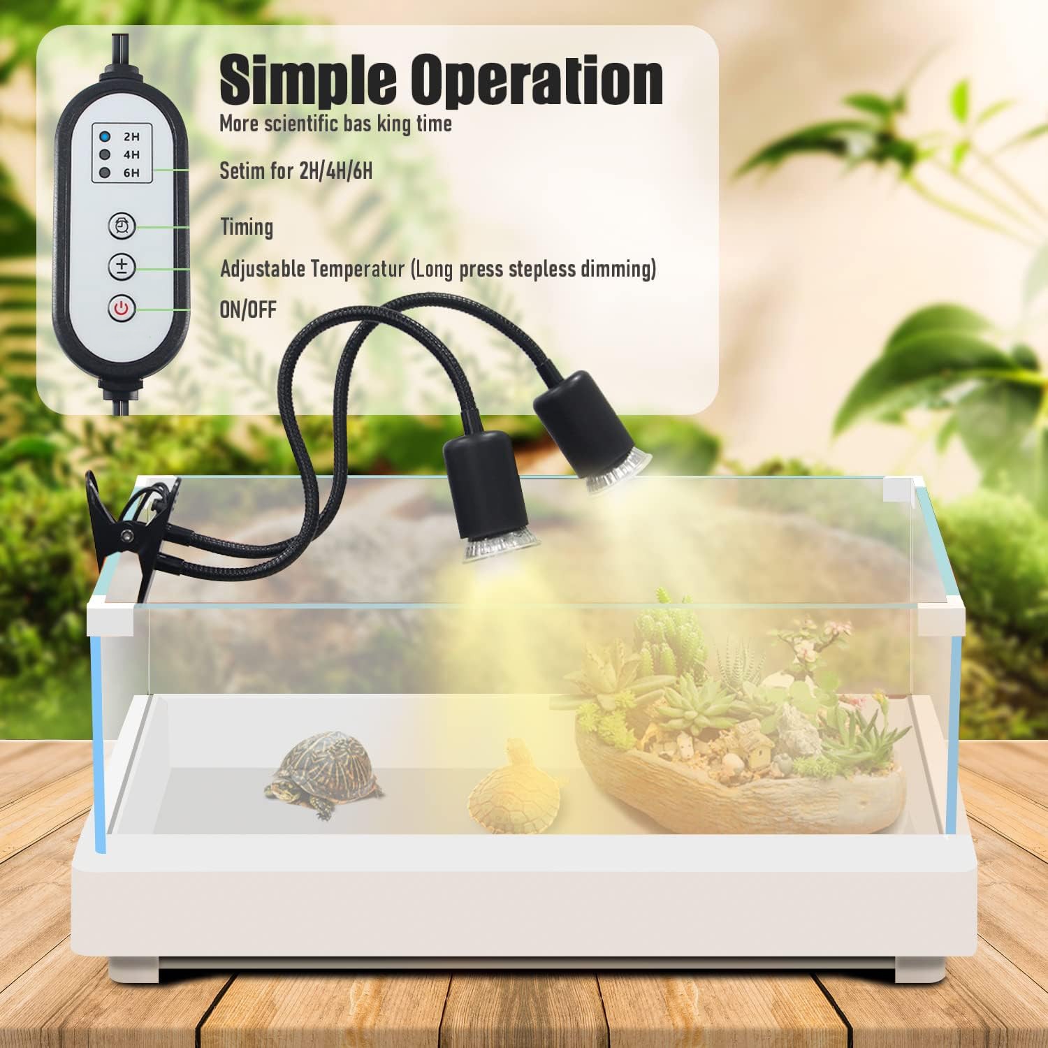 Lampa de incalzire pentru reptile Ydene, 2 becuri 25W + 50W, UVA/UVB ...
