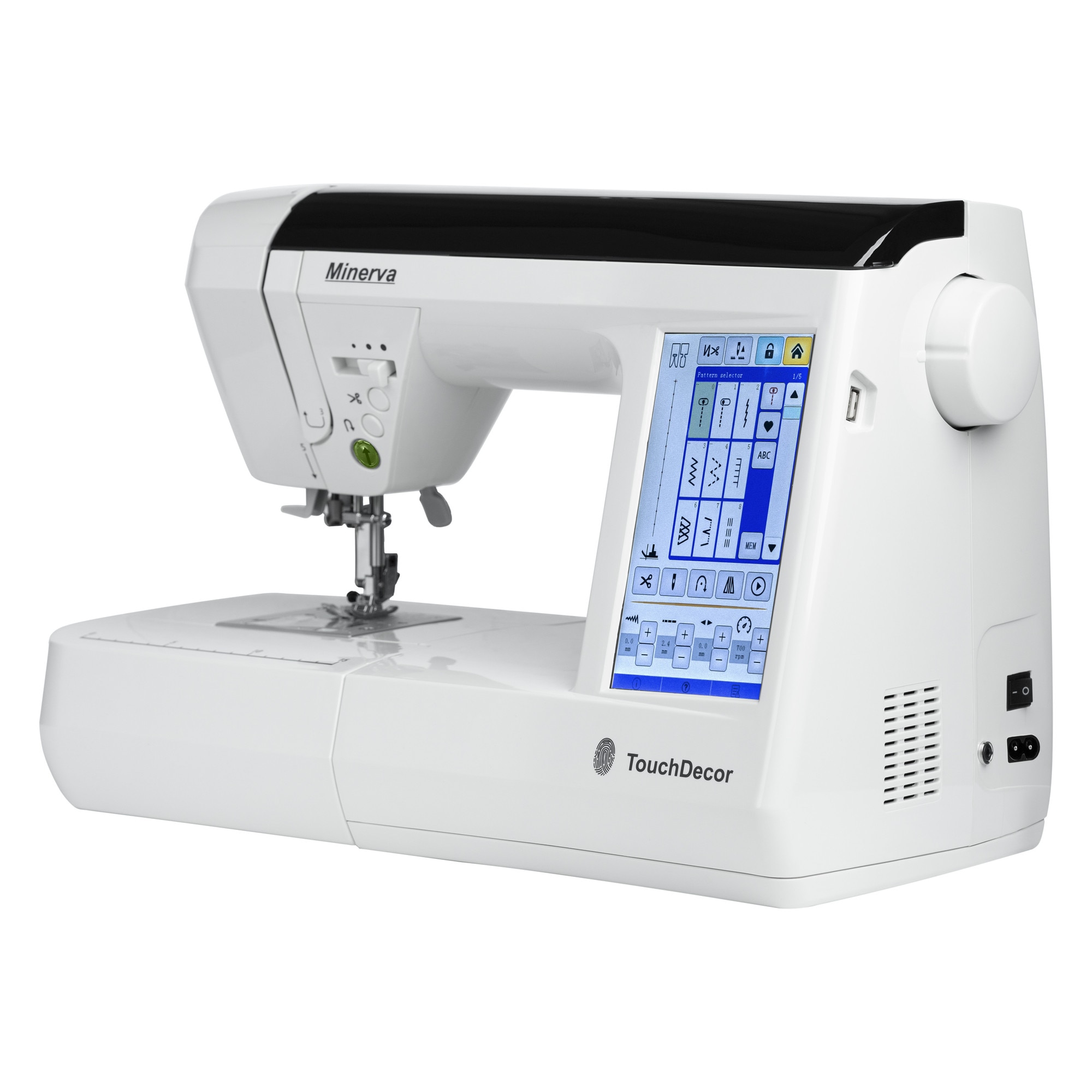 Masina de cusut digitala Minerva Touch Decor, 190 programe, 850 imp/min, display touchscreen ...