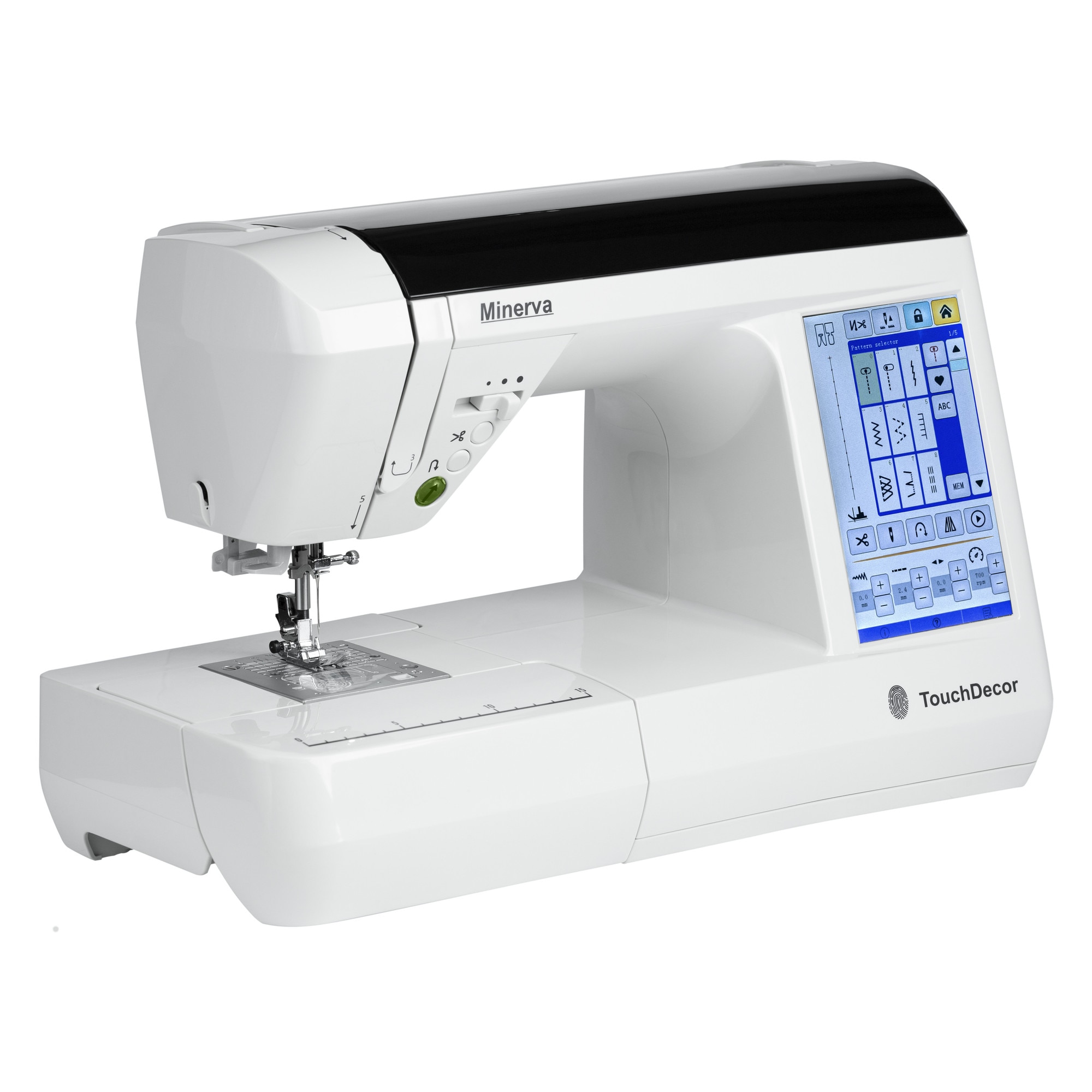 Masina de cusut digitala Minerva Touch Decor, 190 programe, 850 imp/min, display touchscreen ...