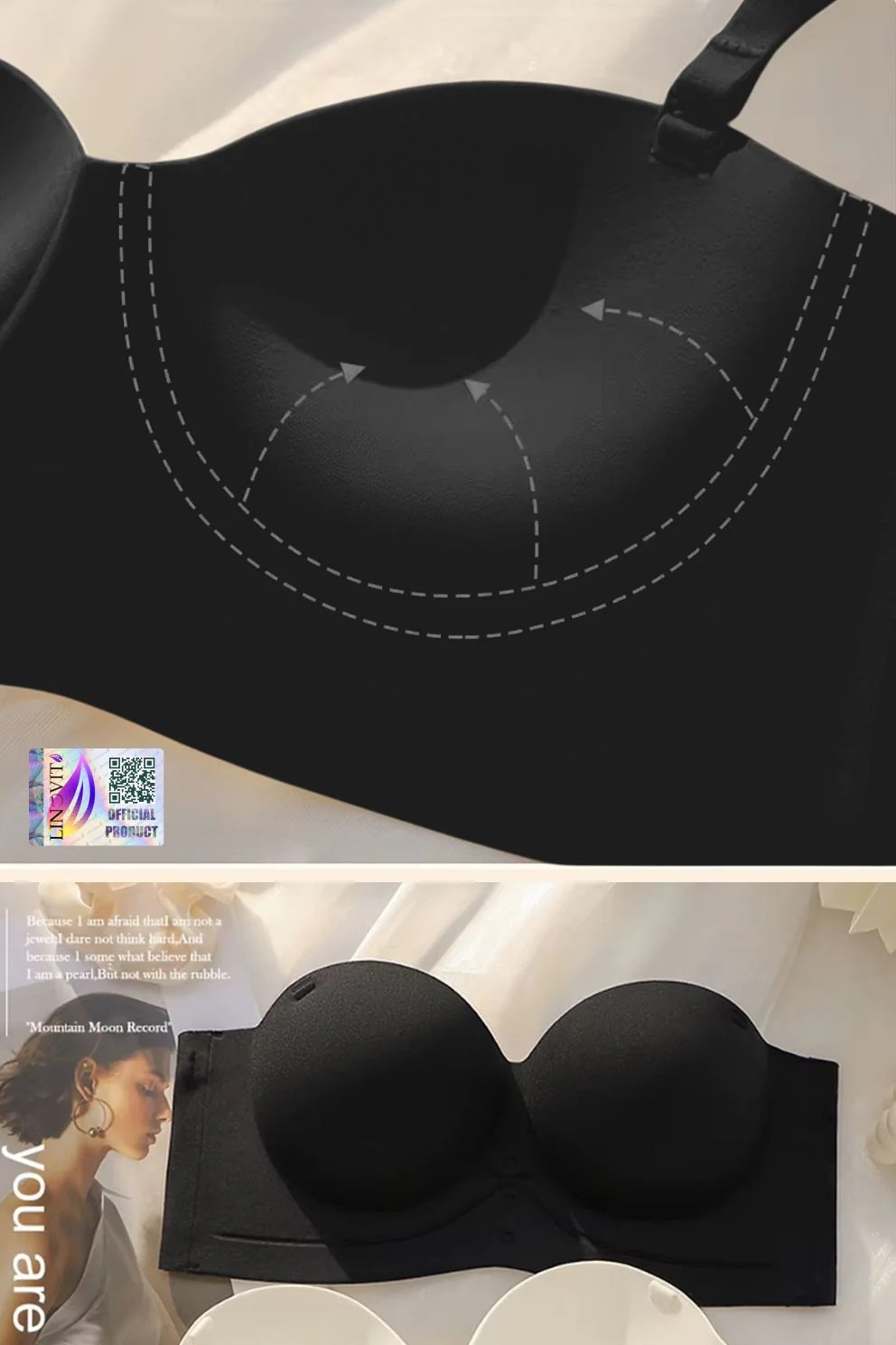 Sutien fara armaturi si fara cusaturi, Linovit®, Push-up, Bretele ...