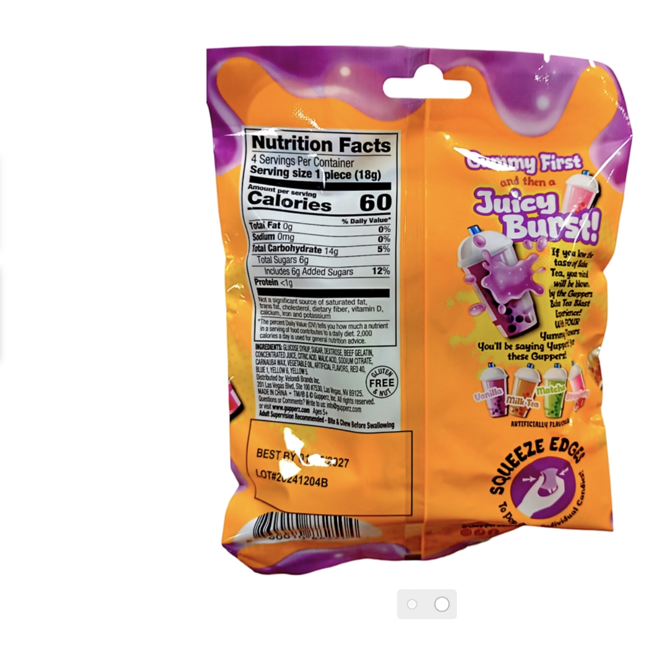 Jeleuri gumate umplute cu lichid cu gust de Boba Tea, Gupperz, 72 g ...