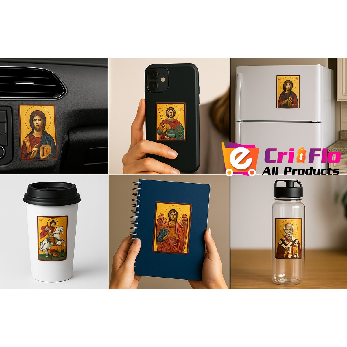 Icoana Sticker cu Sf. Gheorghe Marele Martir Cu Scene De Viata ...