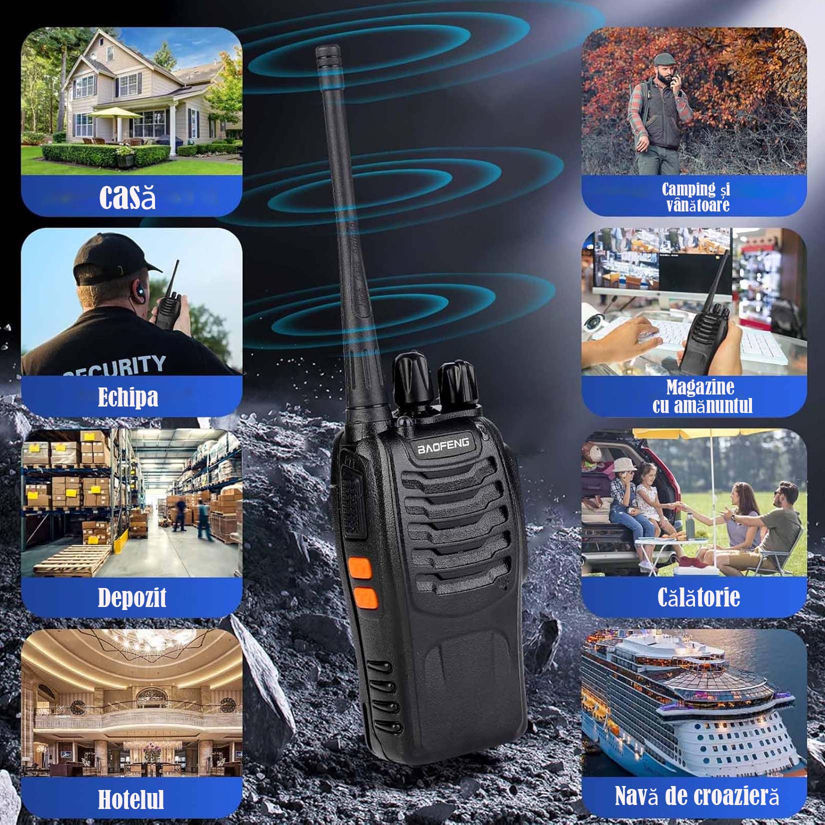 Set 2x statii radio portabile BF-888S, 2 sets of Walkie Talkies ...