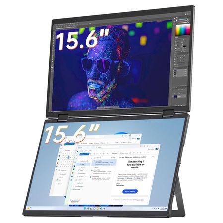 Ecran de calatorie pliabil dublu de 15,6 inch, 1080P, 120% sRGB ≤2, USB ...