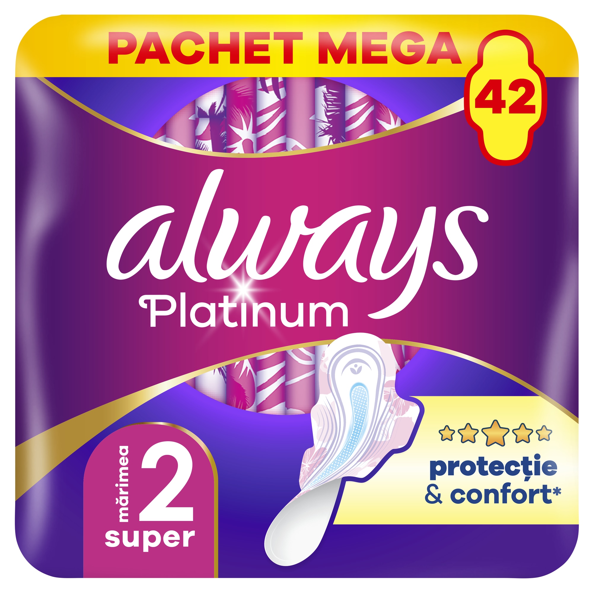 Дамски превръзки Always Platinum Super Mega Pack, 42 броя - eMAG.bg