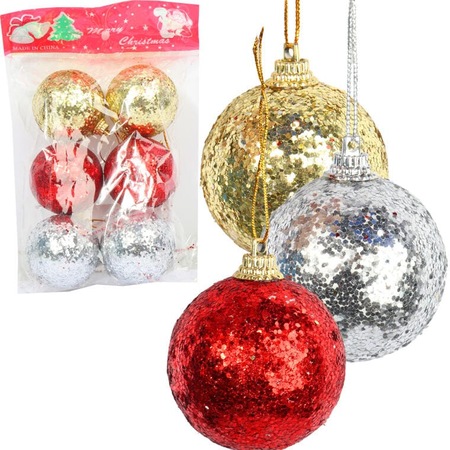 Set 6 Globuri Colorate cu Glitter, Goliat, Multicolor, 5cm - eMAG.ro