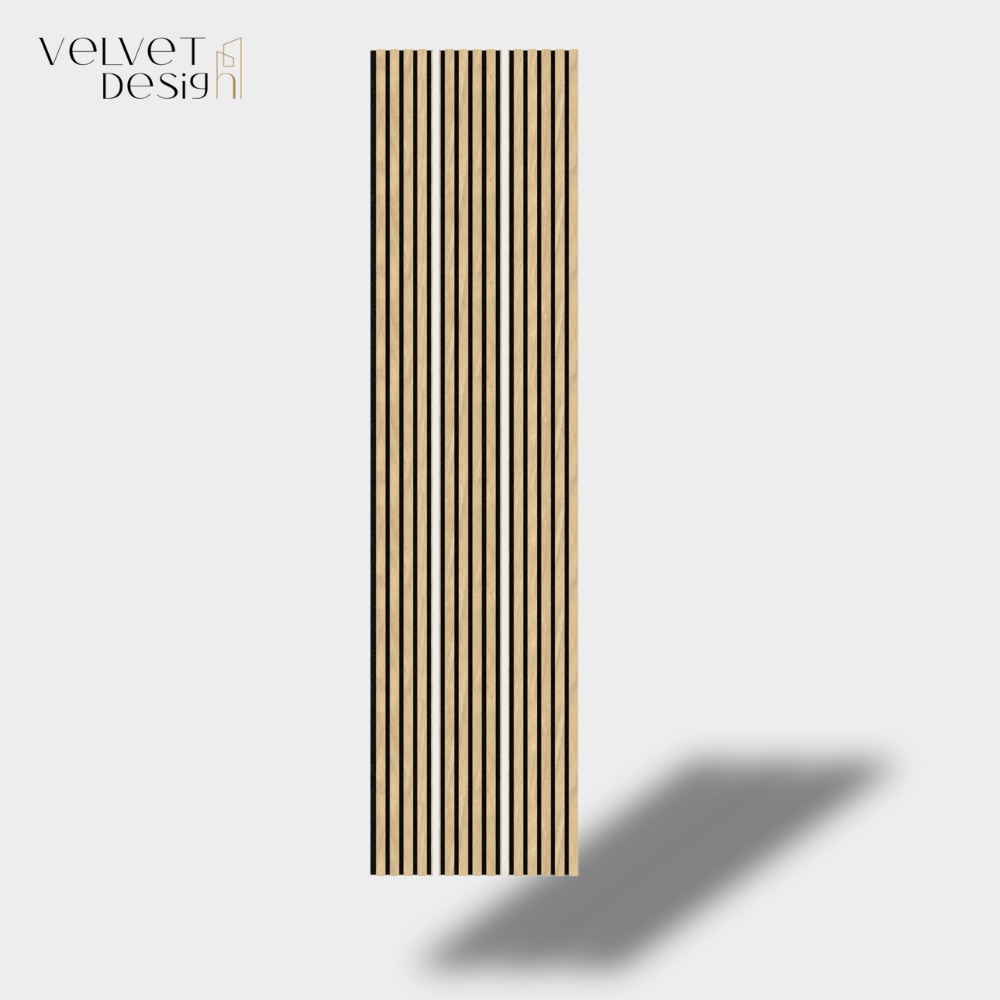 Riflaj decorativ LED Line, panou acustic din lamele MDF cu furnir ...