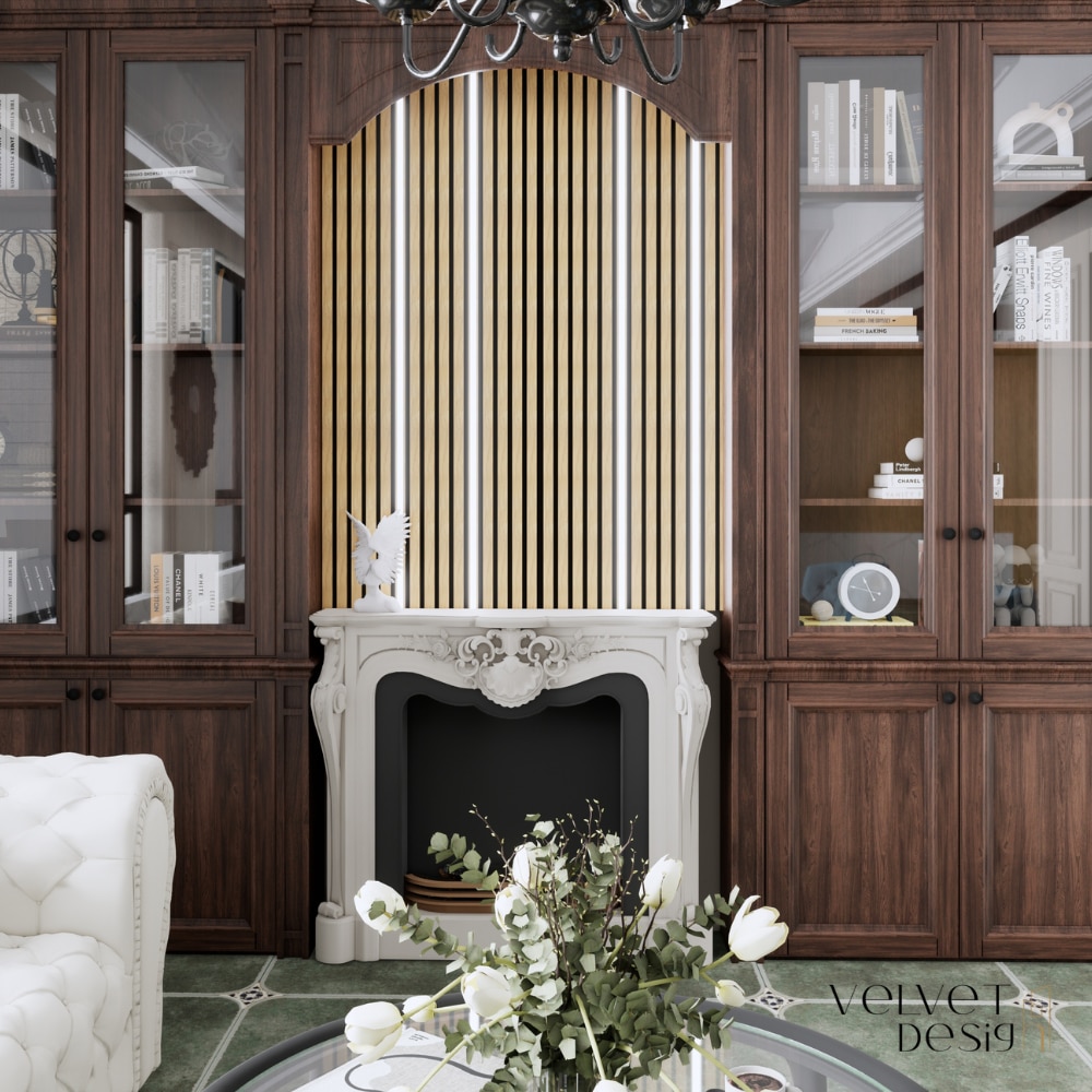 Riflaj decorativ LED Line, panou acustic din lamele MDF cu furnir ...