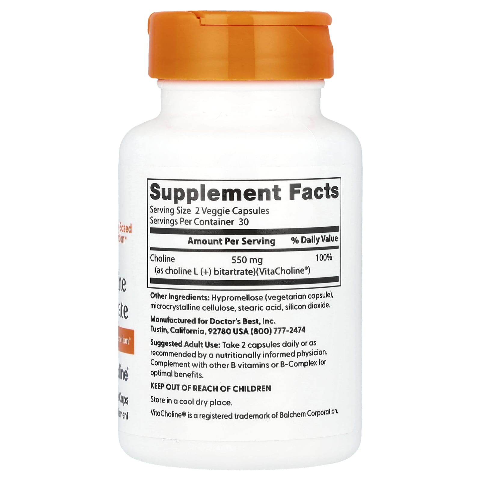 Supliment alimentar Doctor's Best, L-Bitartrat de Colină, 550 mg, 60 ...