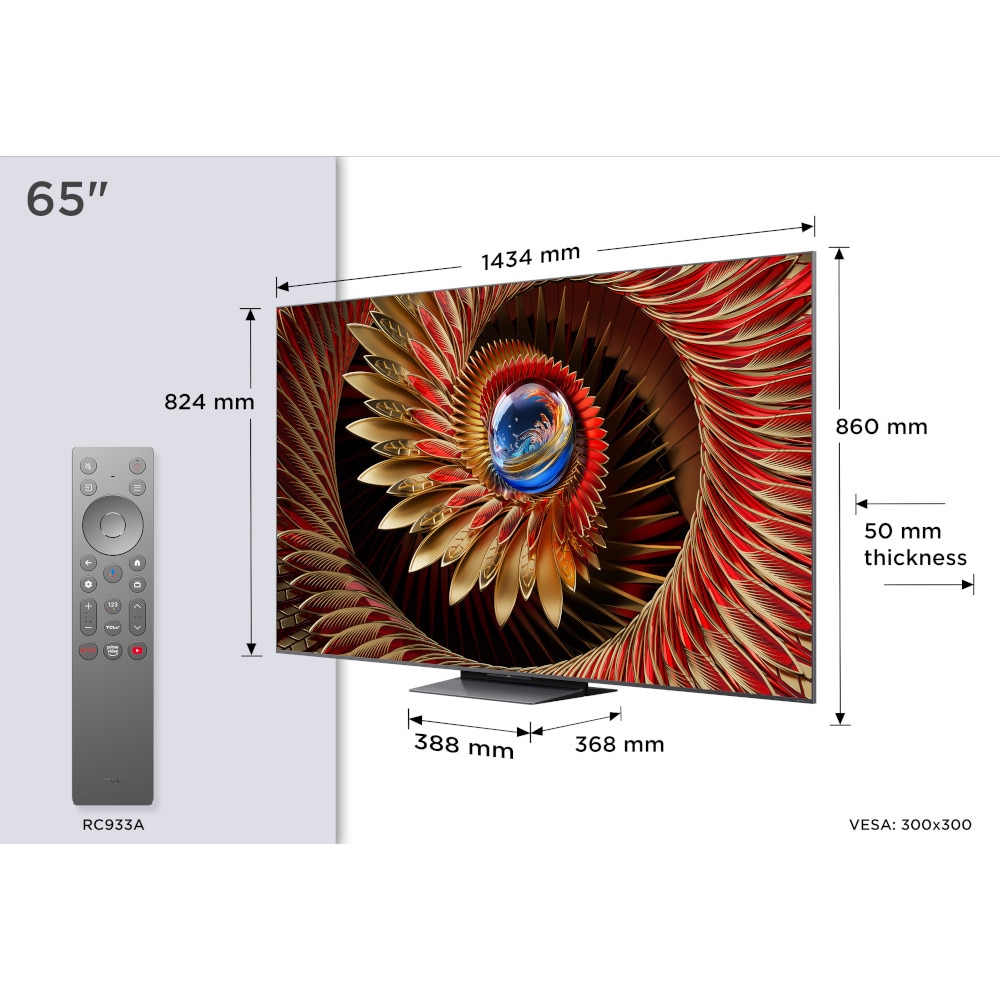 Televizor Mini LED TCL 65Q8C, 164 cm, Google TV, Ultra HD 4K, Clasa D ...