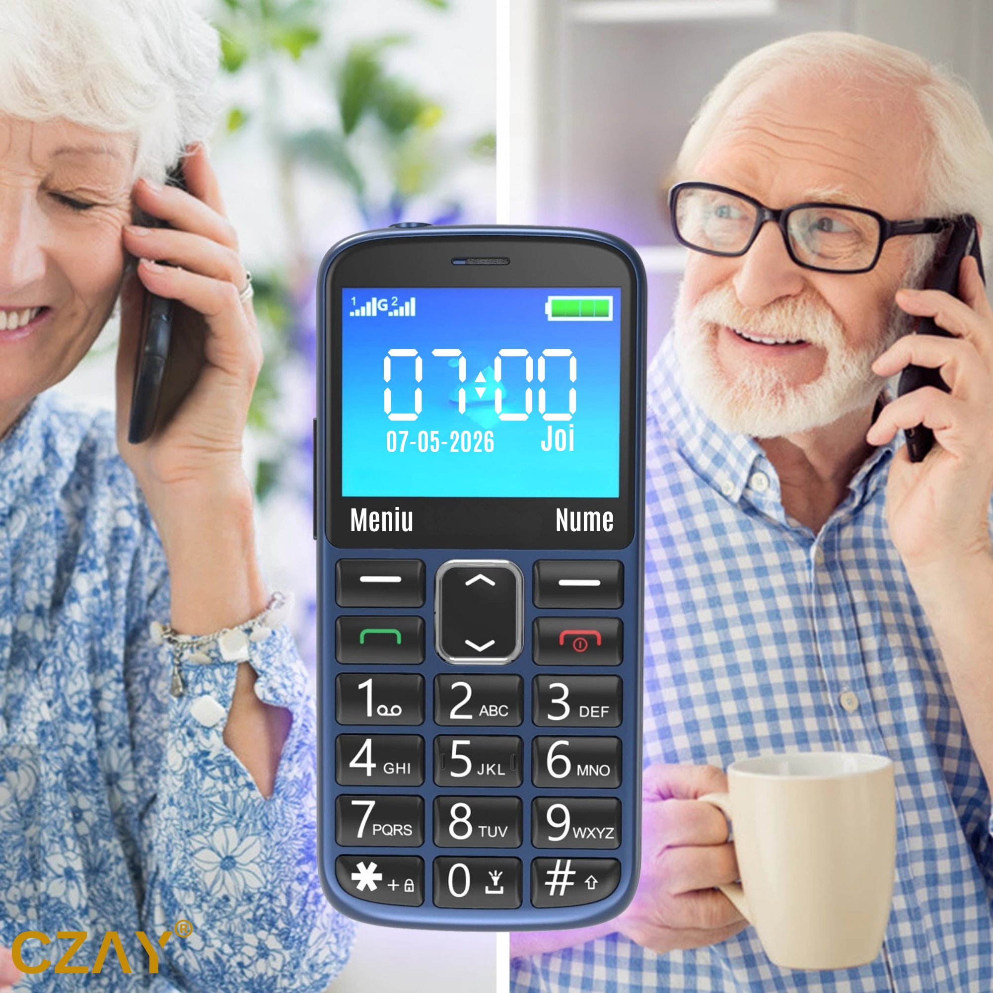 Telefon Mobil Seniori cu Butoane Mari CZAY®, Meniu in Limba Romana ...