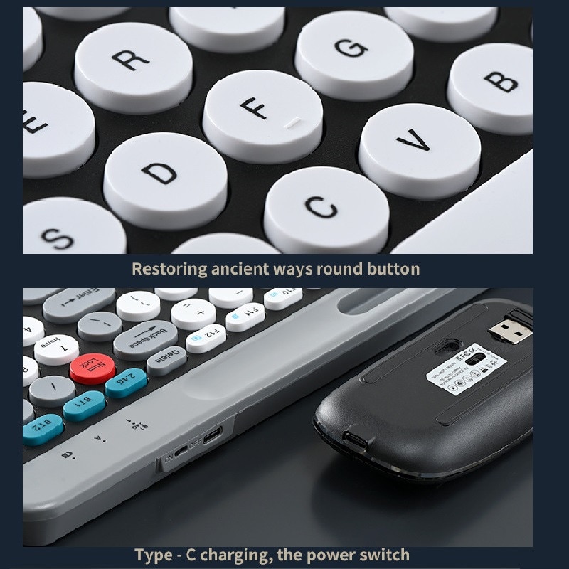 Комплект безшумна клавиатура и мишка, Bluetooth 3.0 / 5.0 + 2.4g ...