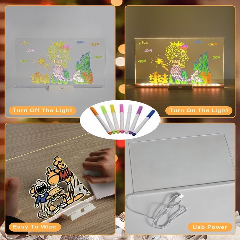 Placa de scris colorata cu LED-uri, tabla de mesaje acrilica iluminata ...