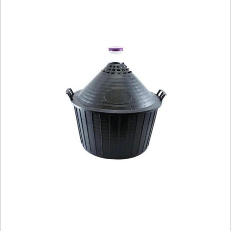 Damigeana sticla 15L, cu gura larga, cos protectie, manere, transparent ...