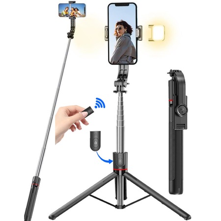 Trepied pentru telefon mobil, MDUG, 67", 3 moduri de iluminare ...