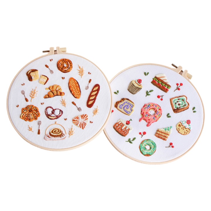 Set broderie dulciuri patiserie, 29x29cm, bumbac, 2 piese, rame ...