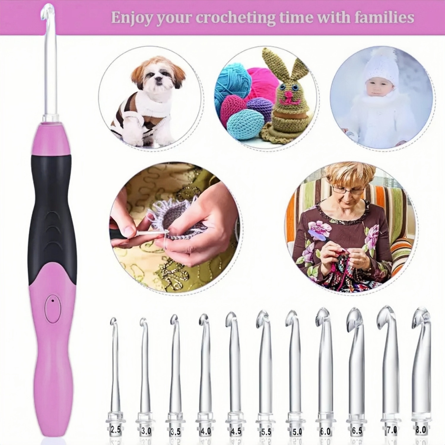 Set de crosetat, MOSMAOO®, 11 in 1, USB, Lampi LED, Pentru Incepatori ...