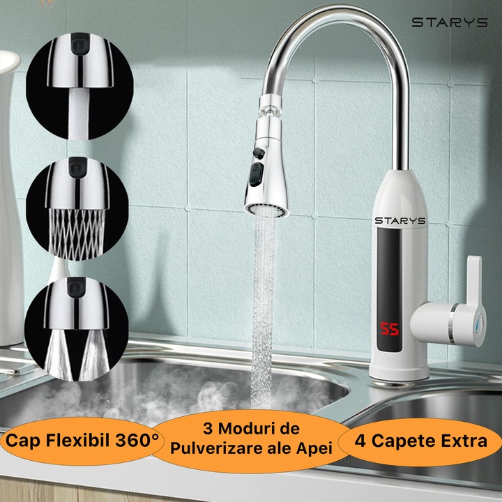 Robinet Electric Instant Apa Calda STARYS, Afisaj LCD al Temperaturii ...