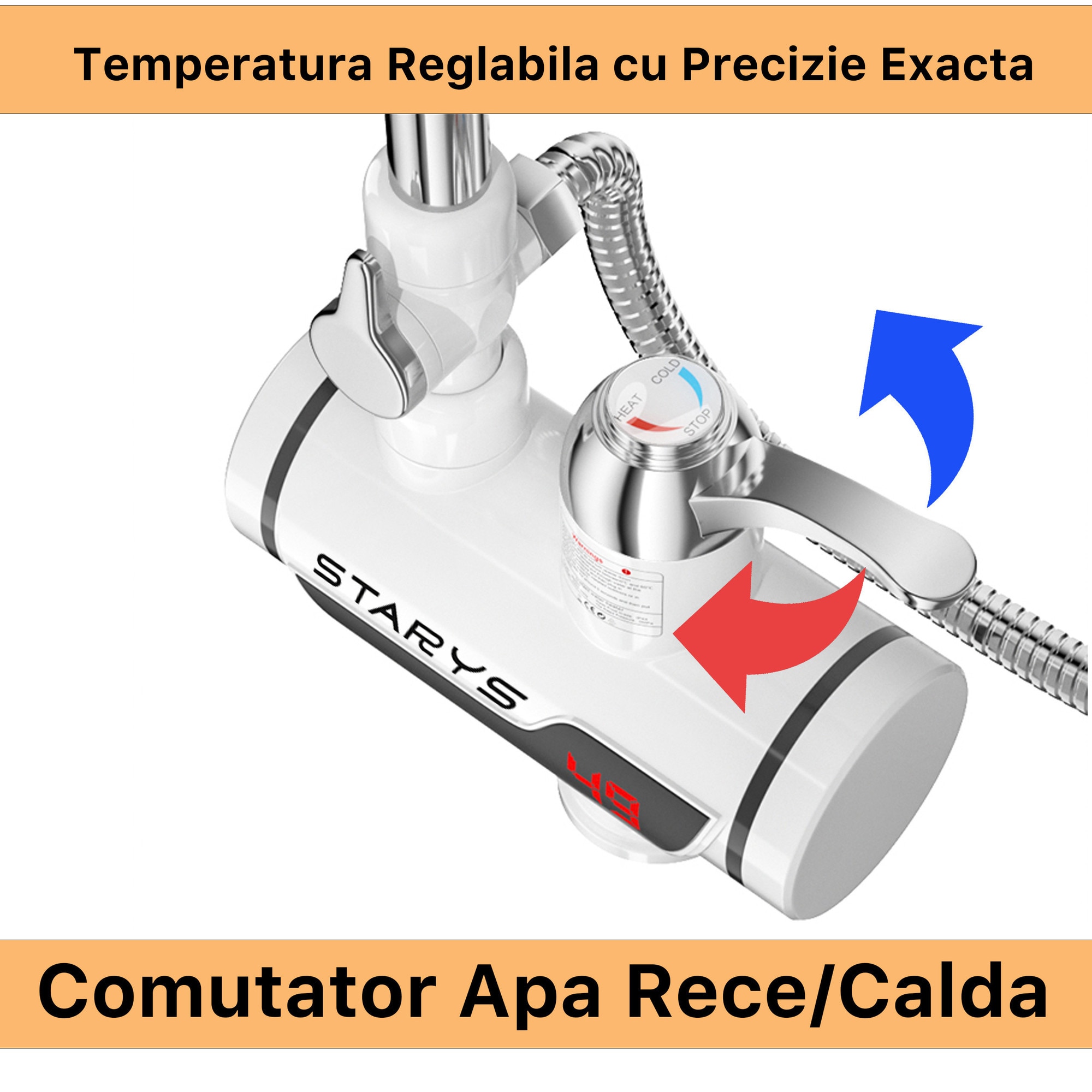 Robinet Electric Instant Apa Calda STARYS cu Para Dus, Afisaj LCD ...