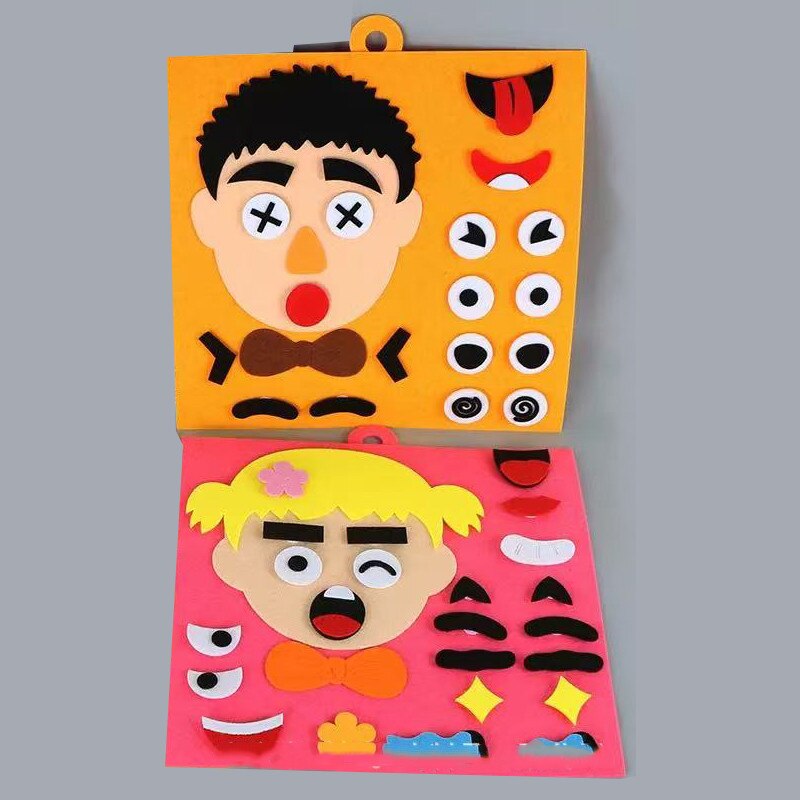 Set 2 in 1 Puzzla din pasla cu expresii faciale WANDAVICTA® (30x30 cm ...