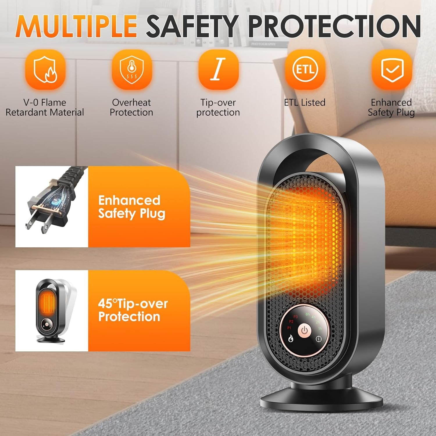 Aeroterma electrica mini pentru interior, 1500W, incalzitor usor ECO de ...