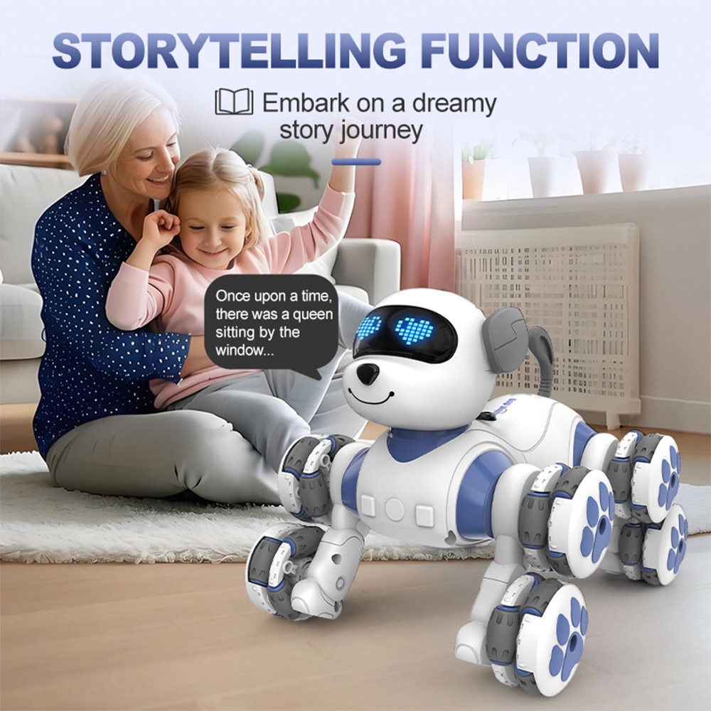 EXCITAT® Caine Robot Interactiv cu 8 Roti Acrobatice, Control prin ...