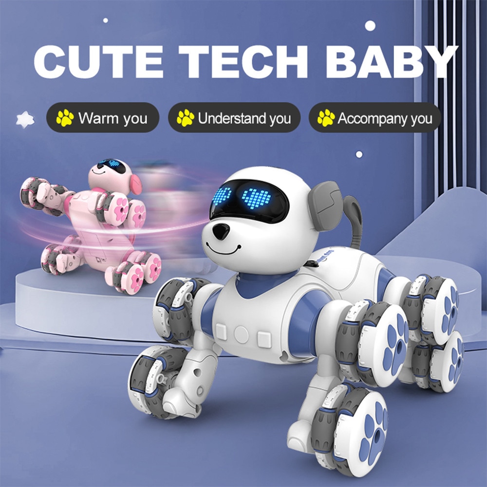 EXCITAT® Caine Robot Interactiv cu 8 Roti Acrobatice, Control prin ...