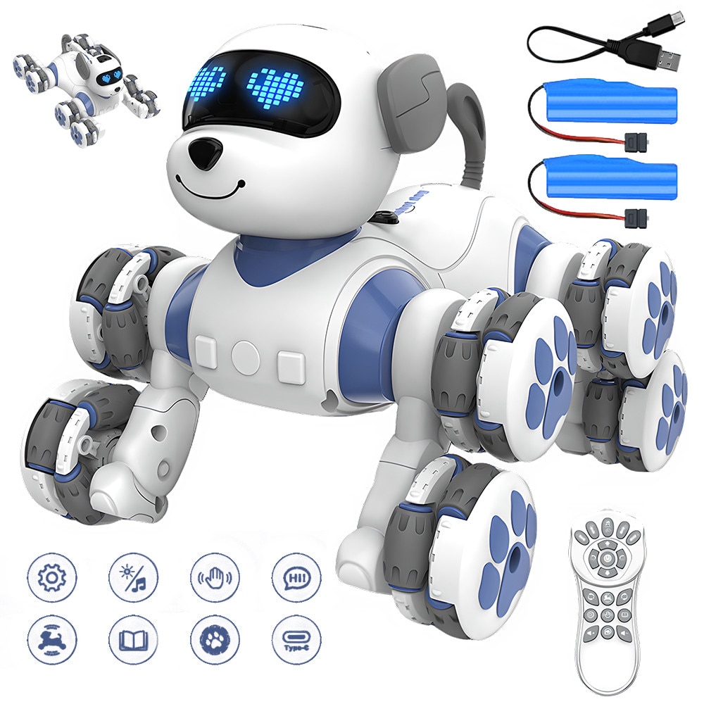 EXCITAT® Caine Robot Interactiv cu 8 Roti Acrobatice, Control prin ...