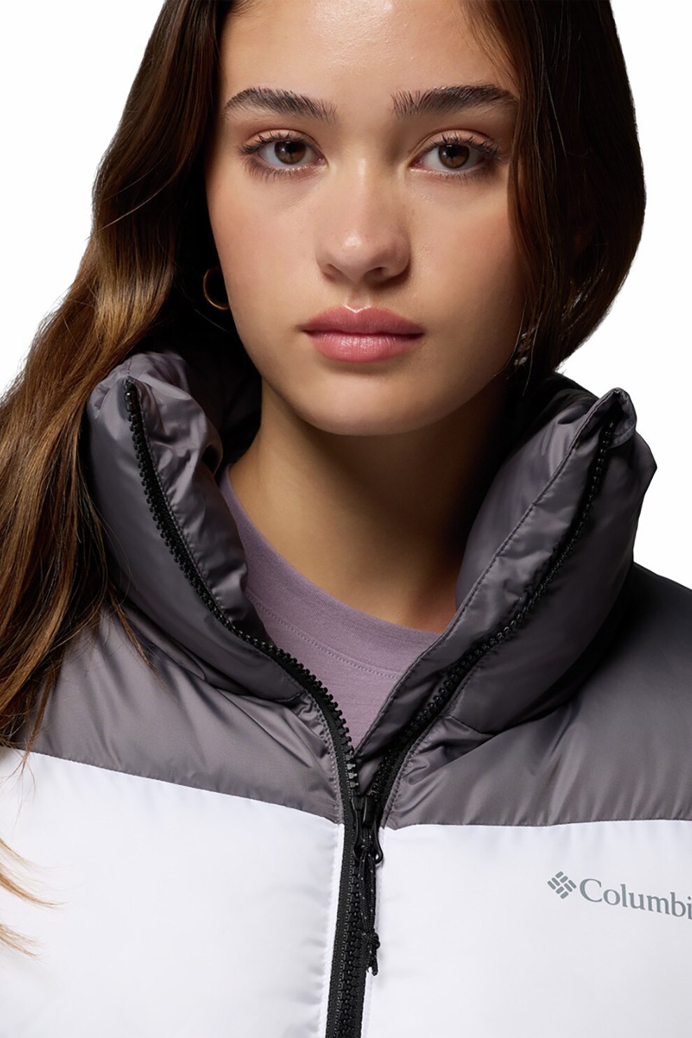 Columbia, Geaca cu model colorblock Puffect™ II, Negru, Gri, Alb optic ...