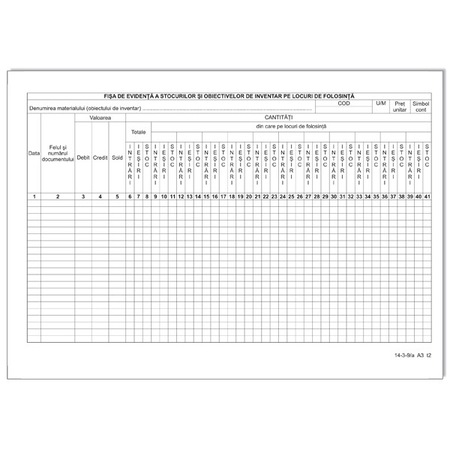Fisa de evidenta stocuri si obiective de inventar A3 -100 buc - eMAG.ro
