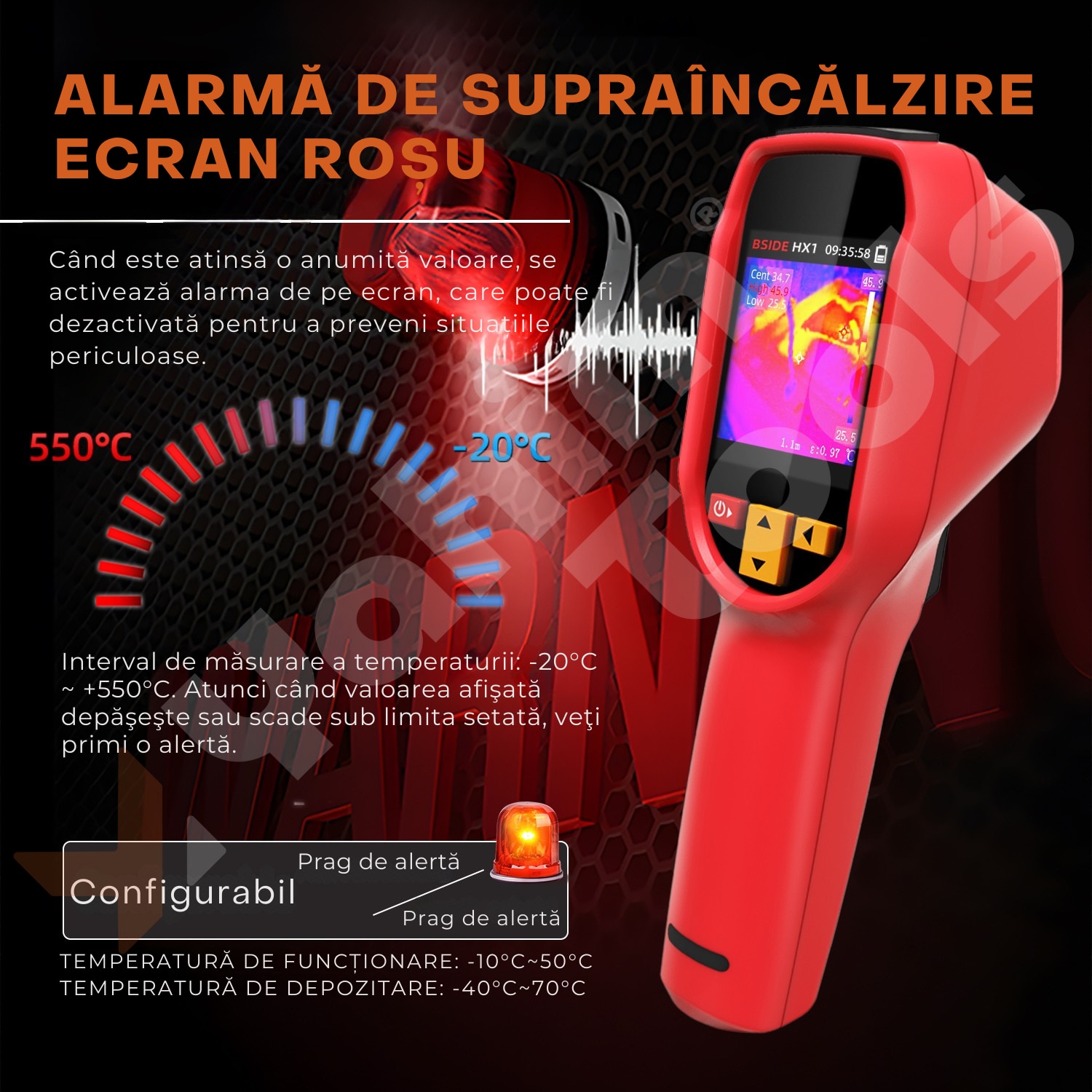 Termocamera cu infrarosu, Yahim Tools®, HX1, rezolutie 240x240 pixeli ...