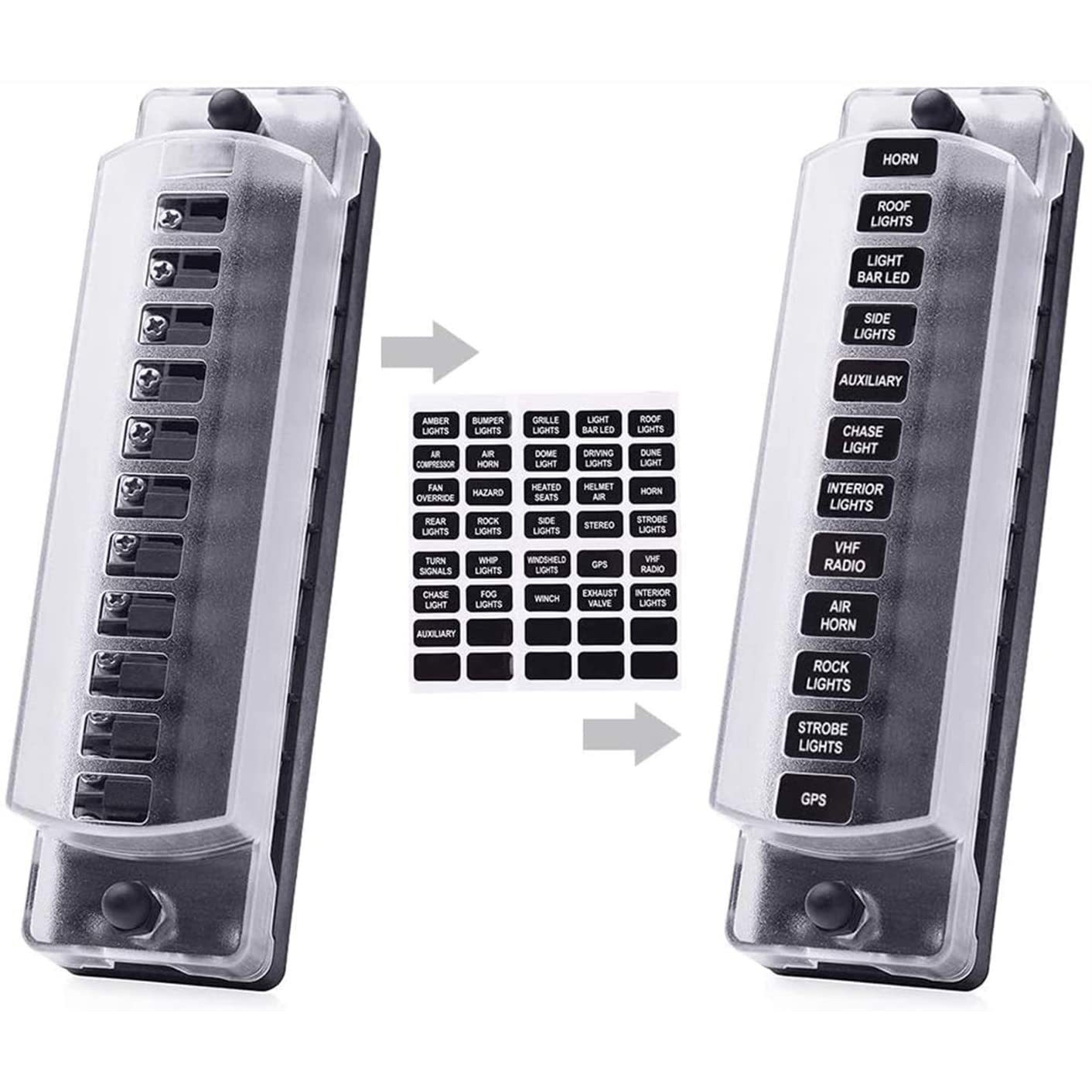 Set panou sigurante auto cu 12 iesiri, 12 V, cu sigurante 5A 10A 15A ...
