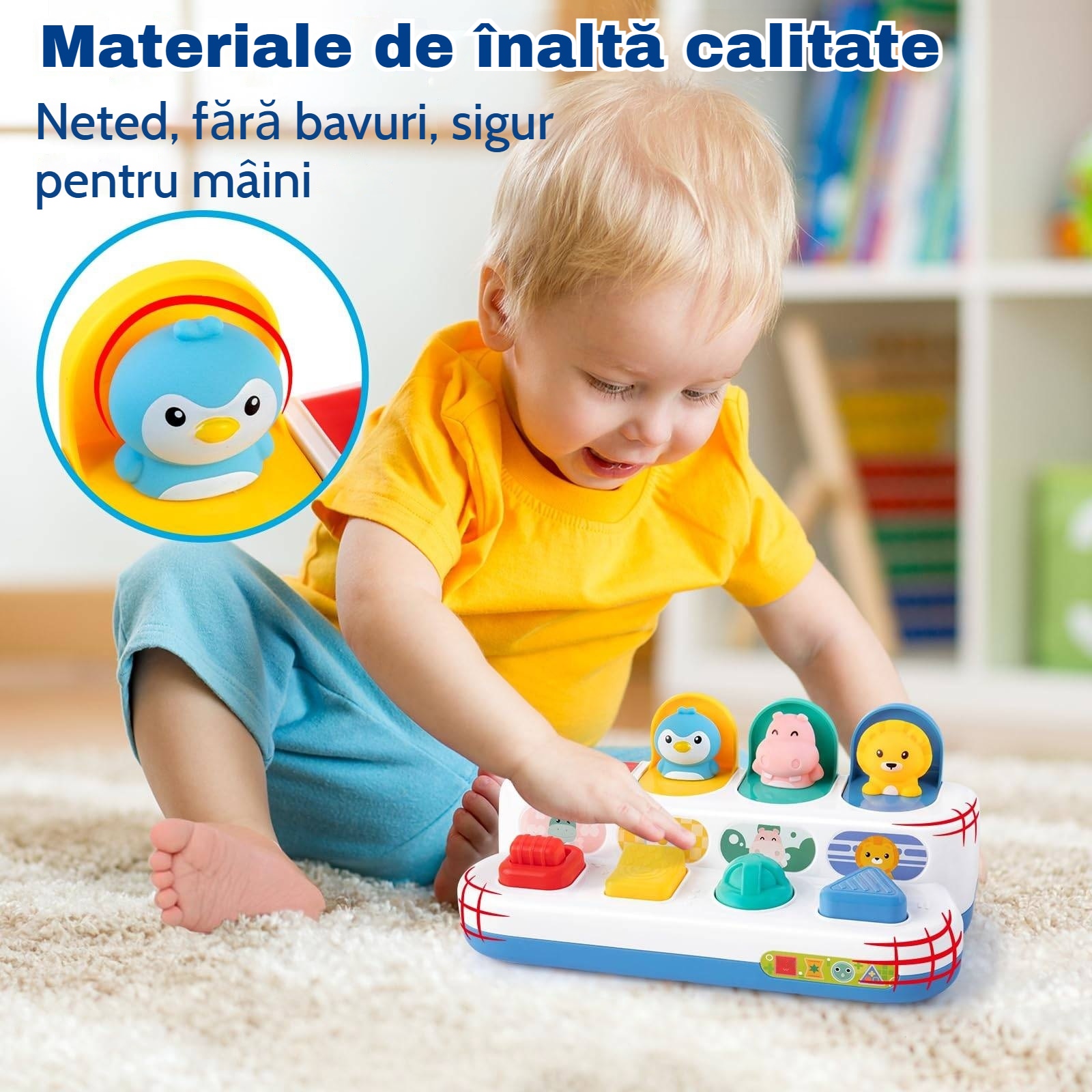 Jucarii Montessori cauza-efect 6-12 luni, jucarie animala pop-up cu ...