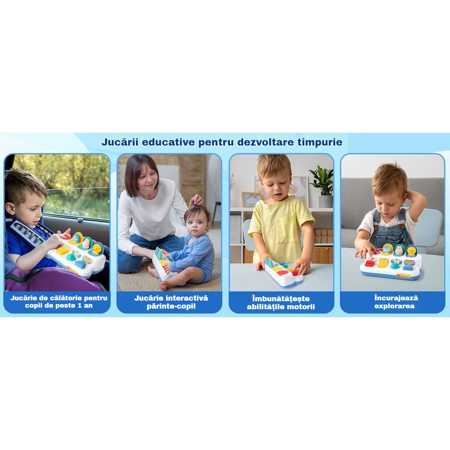 Jucarii Montessori cauza-efect 6-12 luni, jucarie animala pop-up cu ...