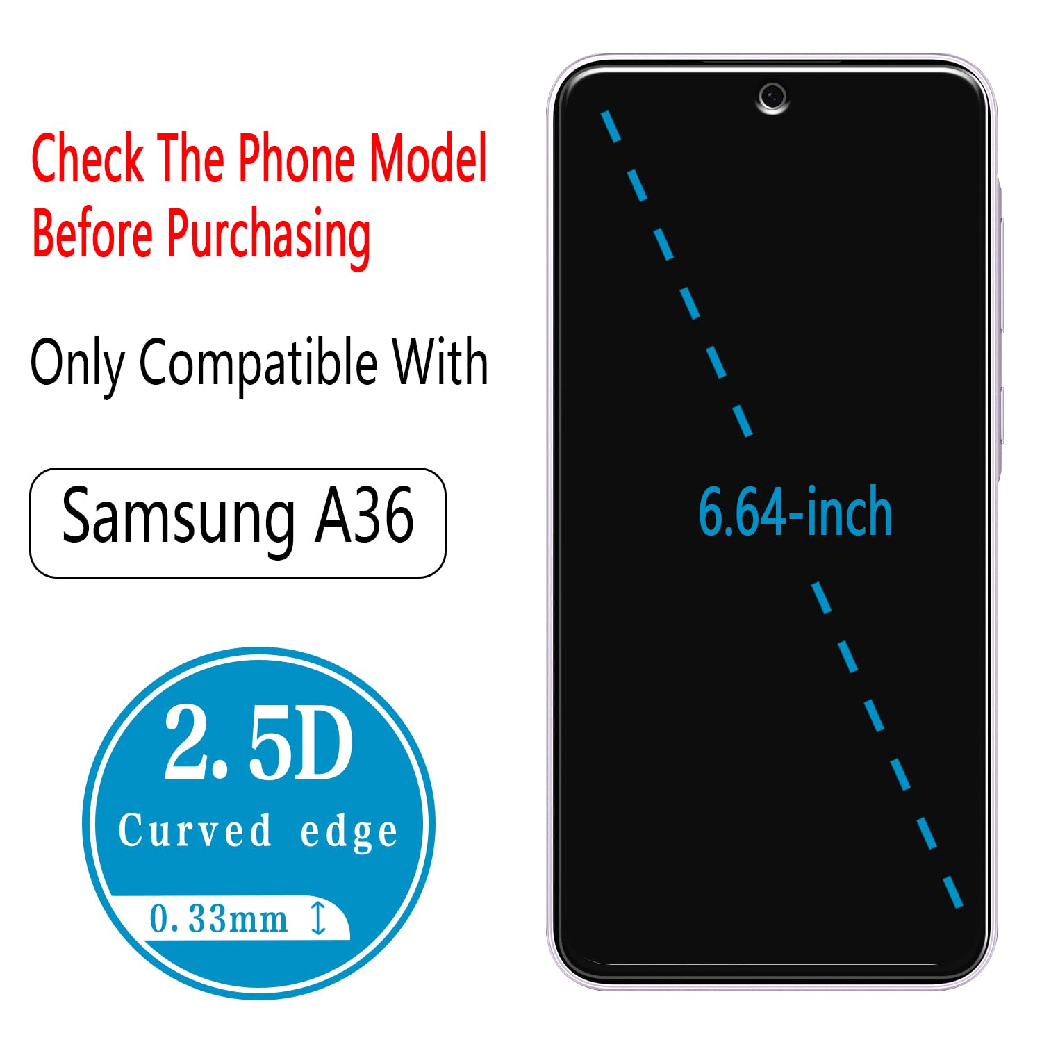 Set 2 Folie de Protectie pentru Samsung Galaxy A37/A36/A56, din Sticla ...