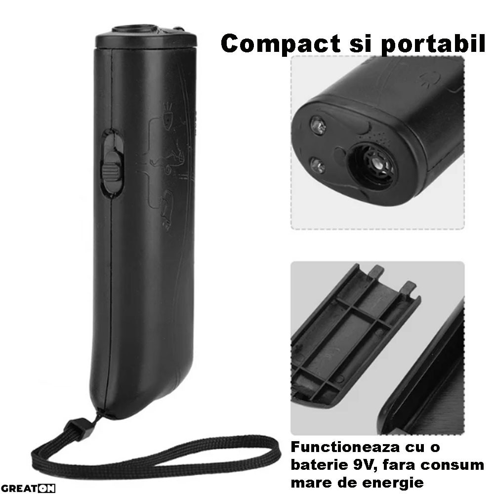 Dispozitiv Ultrasonic Portabil Anti-Caini Agresivi GREATON Model ...