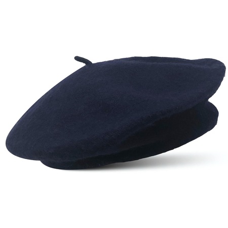 Bereta, lana/poliester, unisex, albastru inchis, 54-58cm, diametru 28cm ...