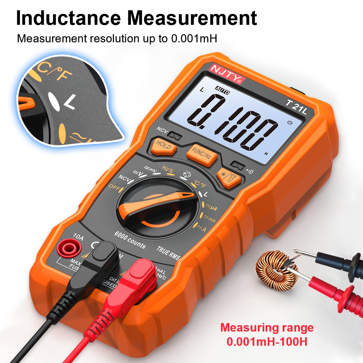 Multimetru Digital NJTY T21L, cu Inductanta, Duty Cycle, Magnet Spate ...
