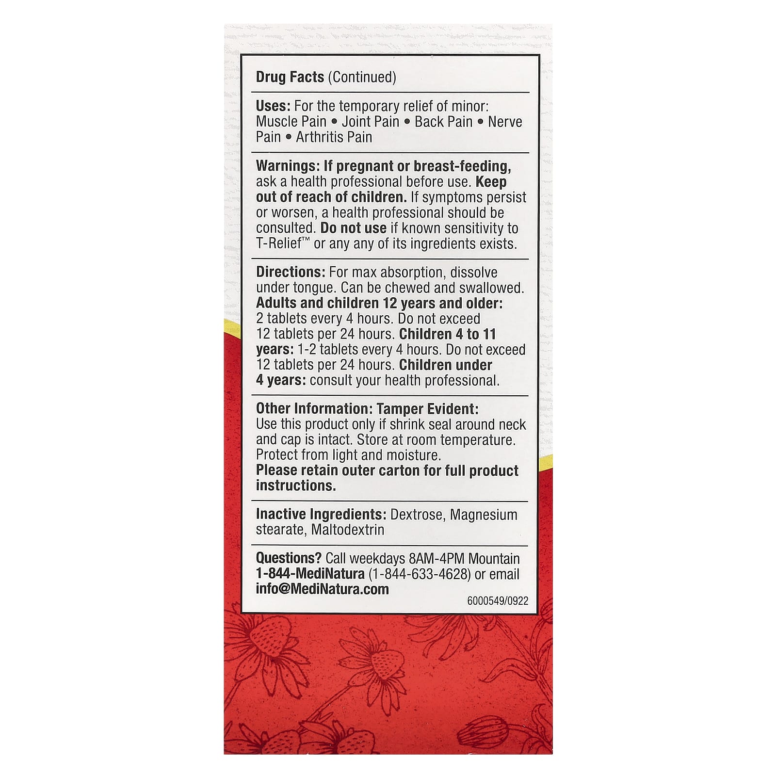 Supliment alimentar MediNatura T-Relief, arnica +12, 100 tablete ...