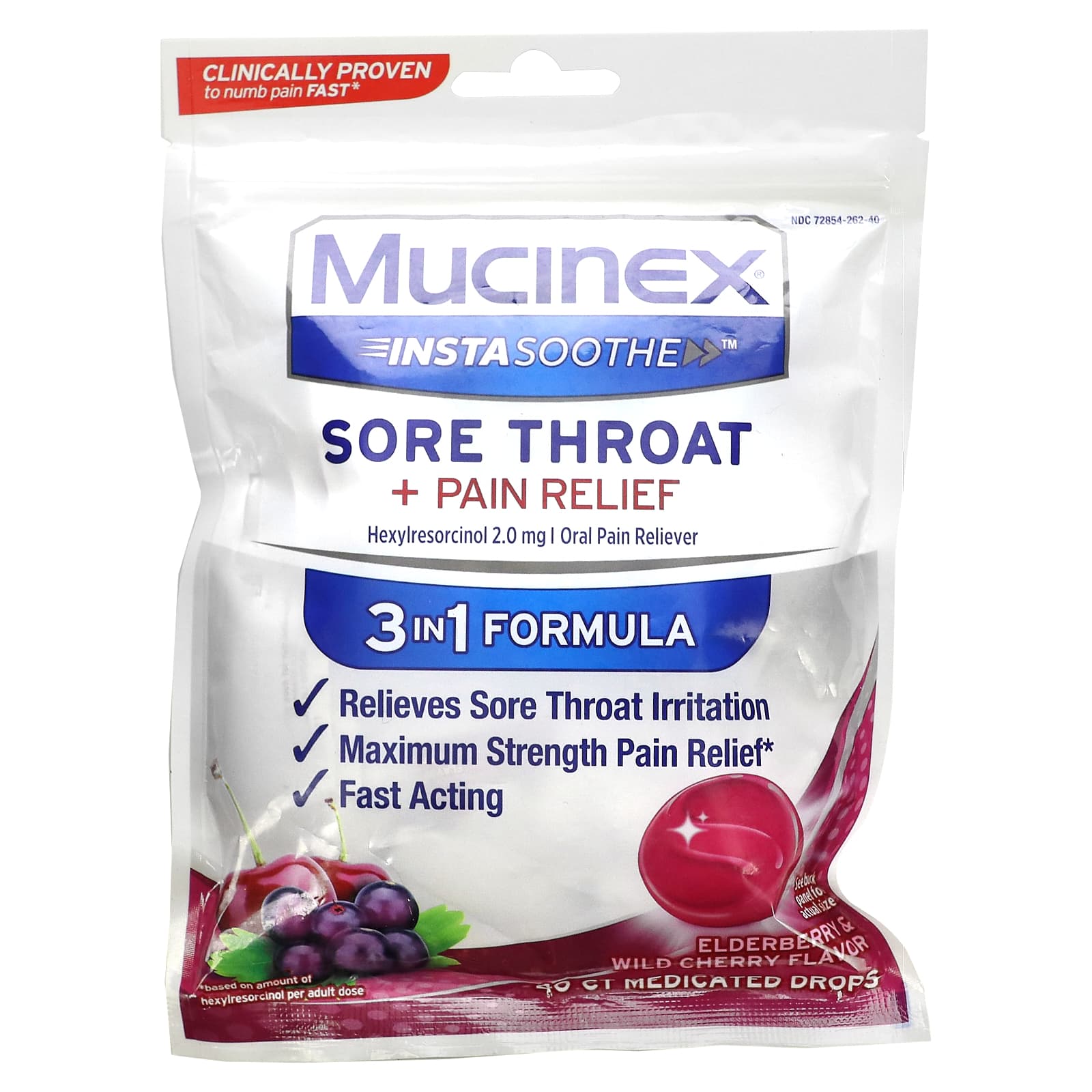 Mucinex InstaSoothe, pastile pentru dureri in gat, 2 mg, 40 pastile ...